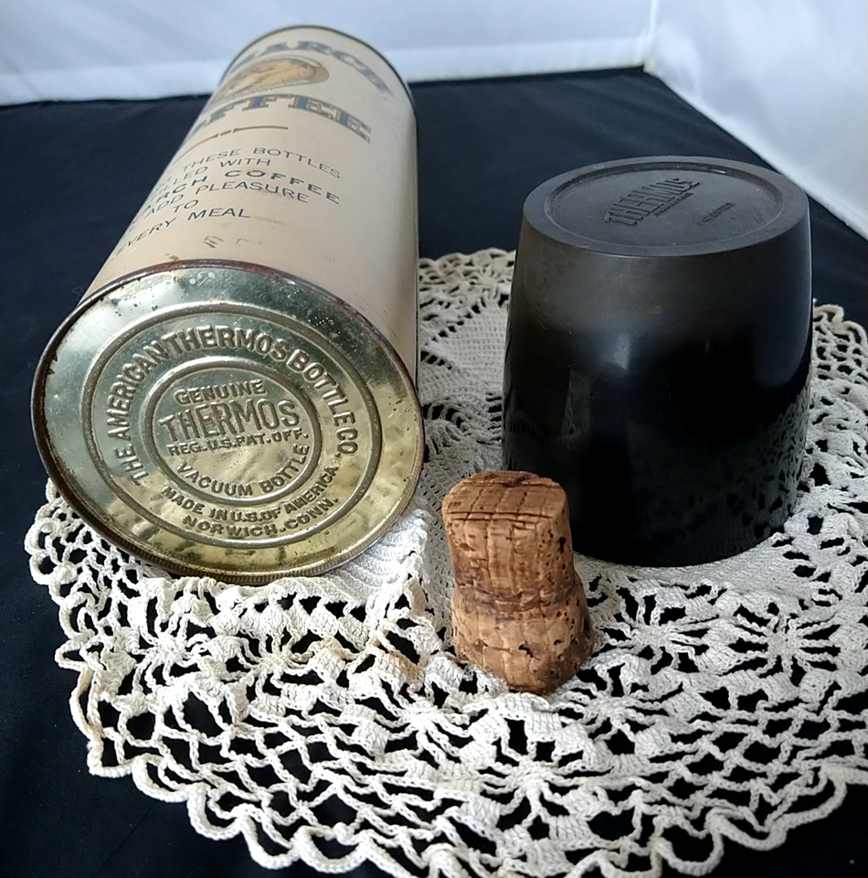 Vtg MONARCH COFFEE Thermos Advertising Promo Flask & Cork Reid Murdock ...