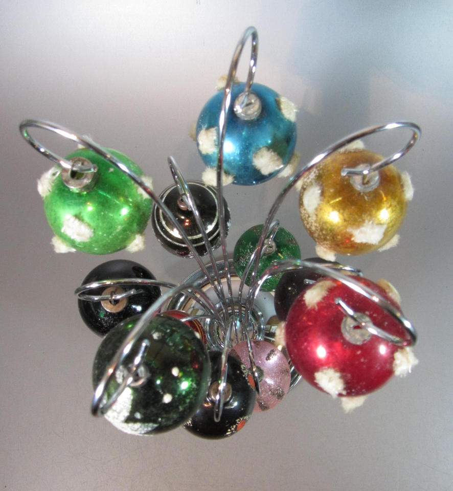 Vintage 12 Assorted Japan Mercury 2" Glass Atomic Ornaments Dot Plush ...