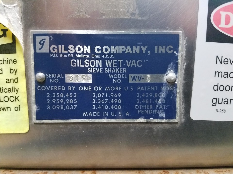 Gilson WV-3 Wet-Vac Sieve Shaker for 8" & 12" Sieves 115V | eBay