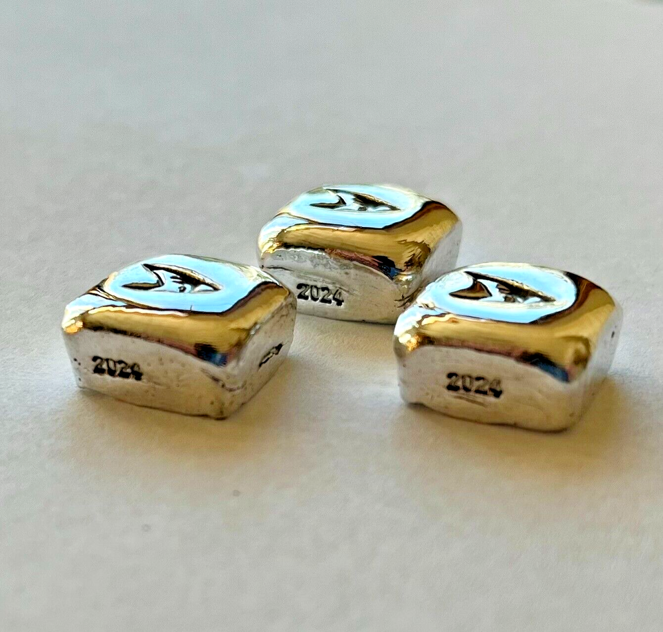 1 oz SILVER .999 three STAR TREK SPOCK logo hand poured bar 99.9% YOU ...