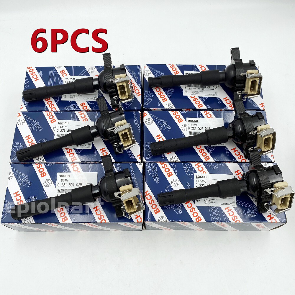 6PCS Ignition Coils 0221504029 Bosch For BMW E36 E46 E39 E38 E53 323i ...
