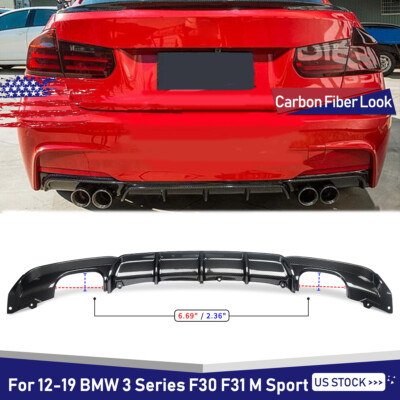 2012-2018 BMW F30 F31 M Sport Rear Bumper Diffuser Quad Exhaust Carbon ...