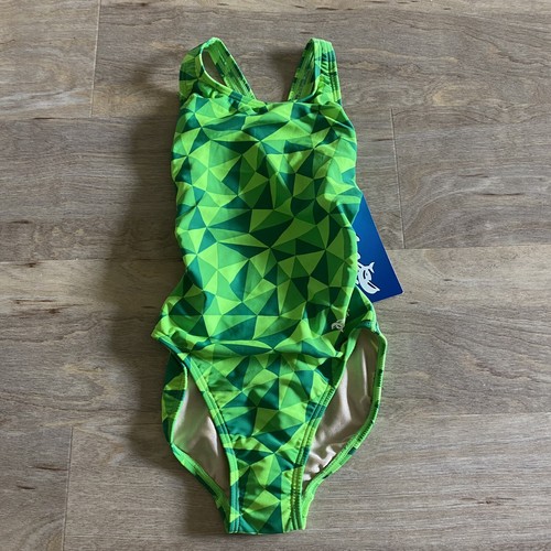 Vintage Dolfin One Piece Rubix HP Swimsuit Green Nylon Size 28 New With ...