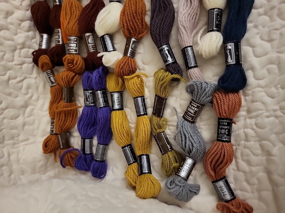 DMC tapestry wool LOT bundle of 29 misc colors embroidery needlepoint ...