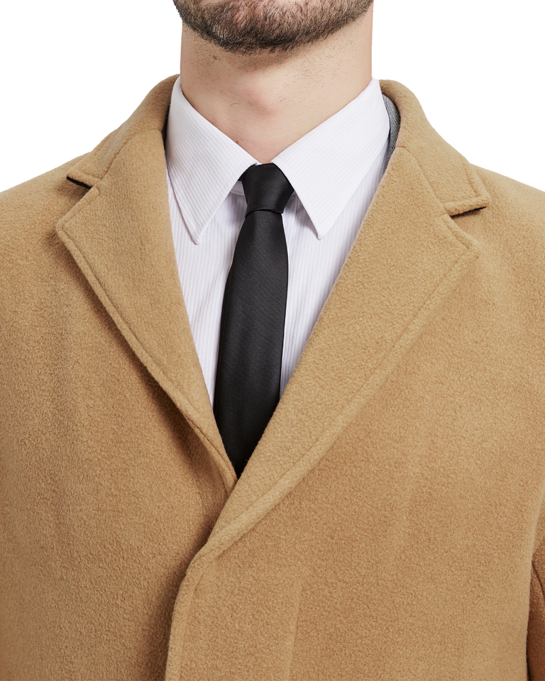 Mens Camel Wool Cashmere Bond Overcoat Long Winter Coat Covert Jacket ...