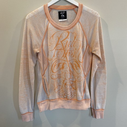 Fox Racing Sweatshirt Womens Small Orange Burnout Pockets Moto | eBay