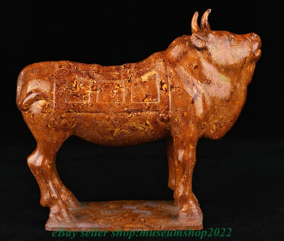 10" Old Chinese Strangulation Porcelain Fengshui 12 Zodiac Bull Oxen ...
