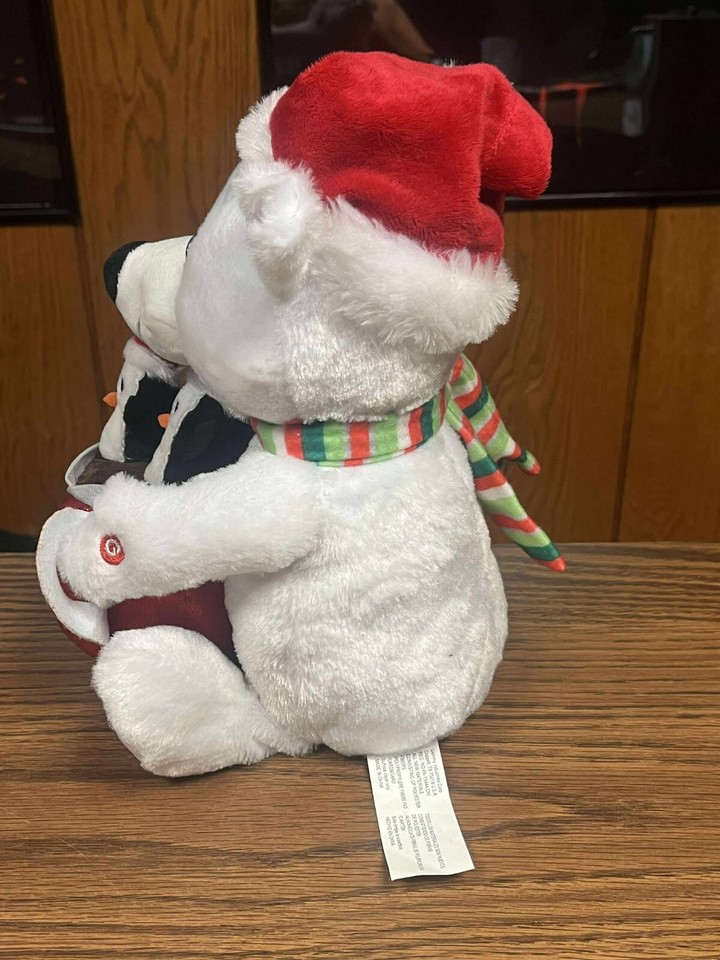 Gemmy Christmas Animated Singing Polar Bear W Penguin Trio In Cup -READ ...