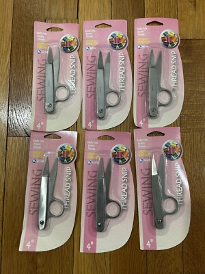 6 PACK THREAD SNIPS 4" SEWING BEADING EMBROIDERY STAINLESS STEEL THUMB ...