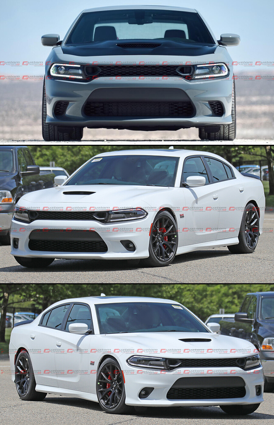 FOR 15-23 DODGE CHARGER RT SCAT PACK SRT DUAL SNORKEL FRONT UPPER ...