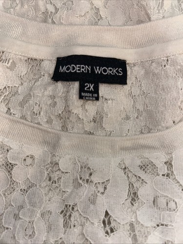 MODERN WORKS WHITE LACE TOP SIZE 2X | eBay