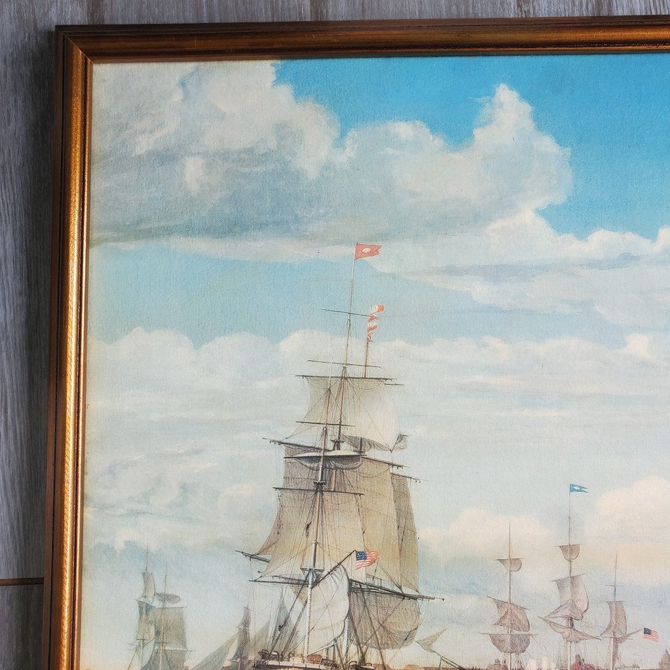 Large Hand Framed 'Boston Harbor' by Fitz Hugh Lane Giclee Print Wall ...