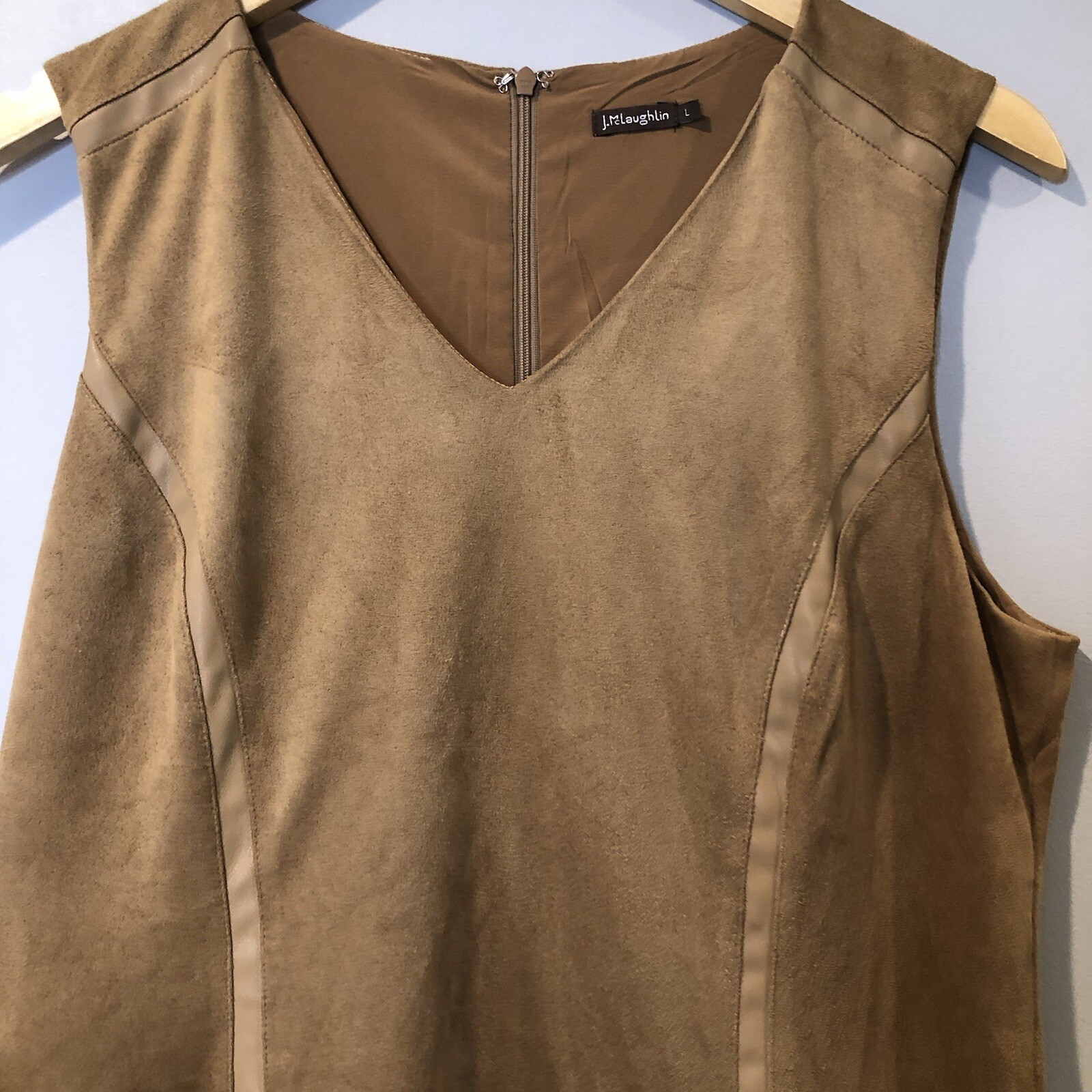 J. MCLAUGHLIN Dominique Vegan Leather Suede V Neck Sh… - Gem