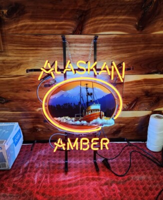 Alaskan Amber Brewing Beer 24"x20" Neon Sign Lamp Light Bar Open Real ...