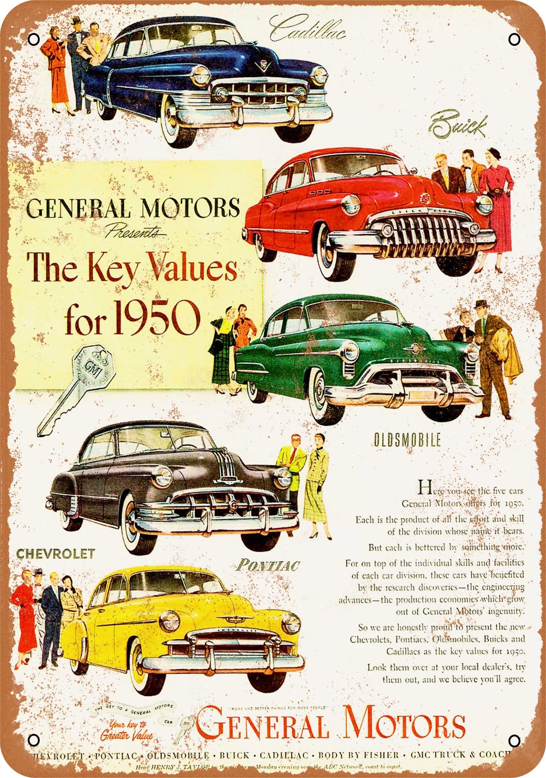 METAL SIGN - 1950 General Motors Full Line - Vintage Look Reproduction ...