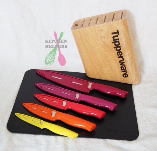 Tupperware Essential Knife Set of 5 Knives with Storage Stand & Mat ...