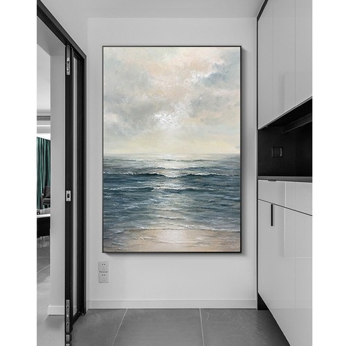 Sunrise Scenery Gray Line Oil Painting Abstract Handmade Canvas ...