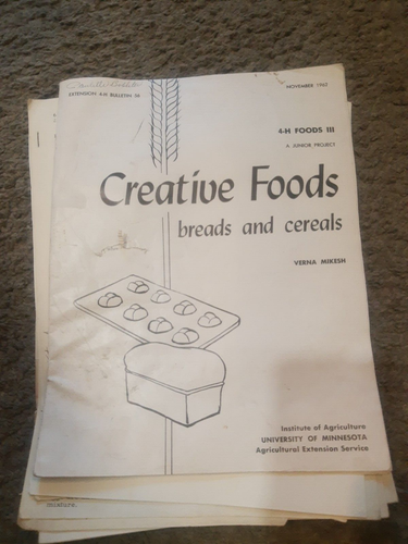 Vintage LOT of Creative Foods Breads Pie 4-H Foods Cookbook 1962 U of ...