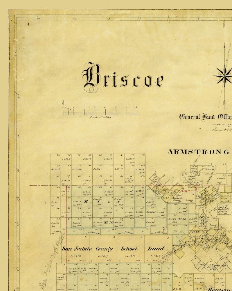 County Map - Briscoe County Texas - General Land Office 1881 - 23 x 28. ...