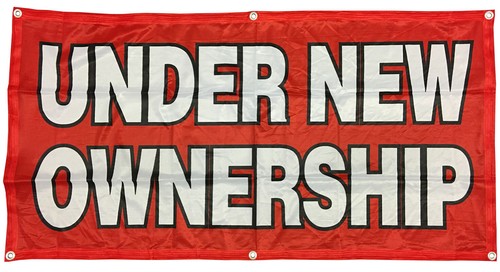 2x4 ft UNDER NEW OWNERSHIP Banner Sign - Polyester Fabric rb | eBay