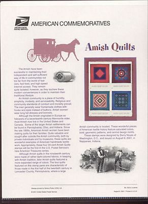 #3524-27 34c Amish Quilts USPS #633 Commemorative Stamp Panel | eBay UK