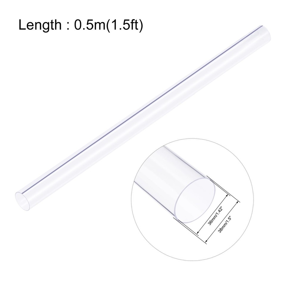 Clear Rigid PVC Pipe 36mm ID x 38mm x 0.5m Round Tube Tubing | eBay