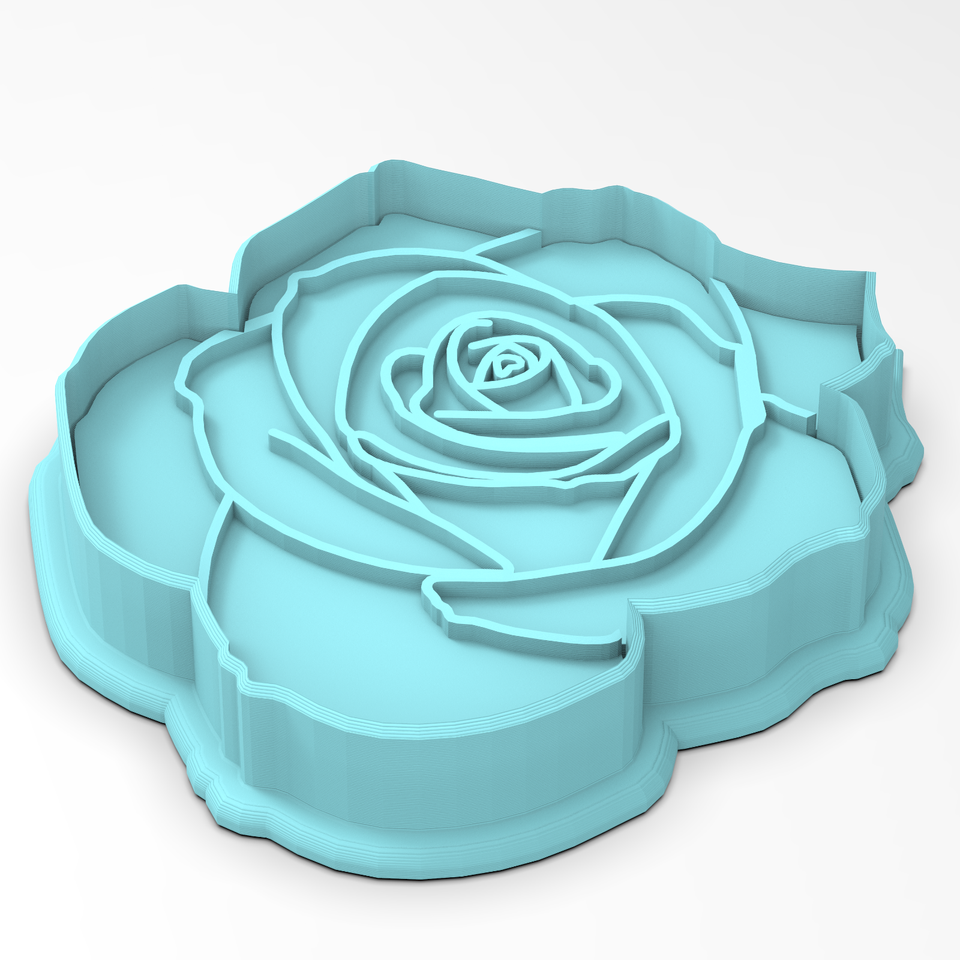 Rose Cookie Cutter 2-Piece, Outline & Stamp. Flower Valentine's Day ...