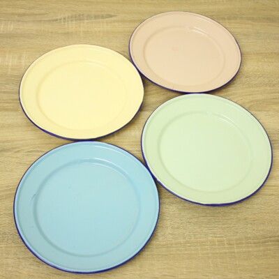 VINTAGE Enamel Flat Plate - 24cm | eBay