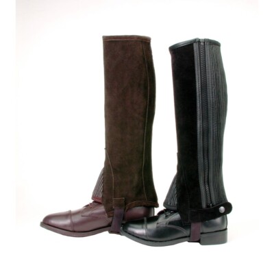 English Riding Half Chaps - Black or Brown Suede Leather - S,M,L,XL | eBay