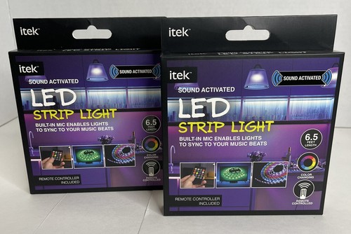 ITek LED Strip Light 6.5' Remote Control Color Change Sound Activated ...