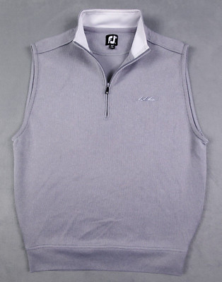 Footjoy FJ Vest Mens Medium Polyester Golf 1/4 Zip Gray Desert Mountain ...