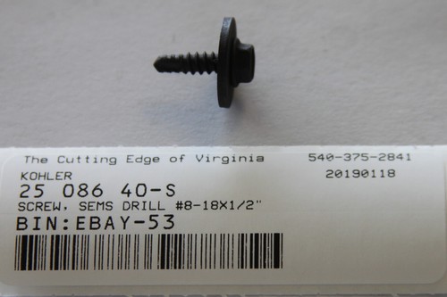 KOHLER SCREW #8-18X1/2 PART NUMBER 25 086 40-S. | eBay