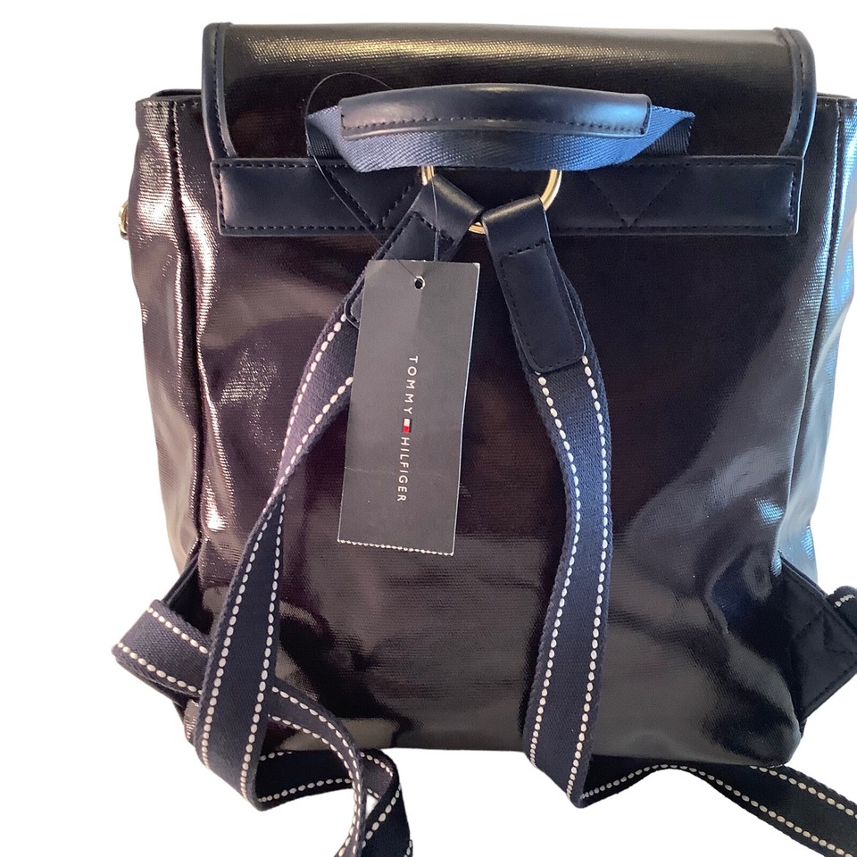 Tommy Hilfiger Backpack Viola Glossy Coated Canvas Flap Backpack Medium ...