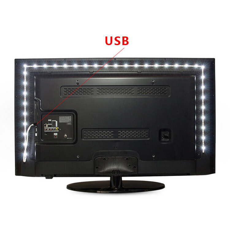 5050 USB LED Strip TV Backlight Background Lighting TV Desktop White ...