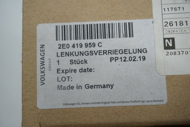 Genuine VW Crafter 2006 - 2016 Steering Column Lock 2E0419959C for sale ...
