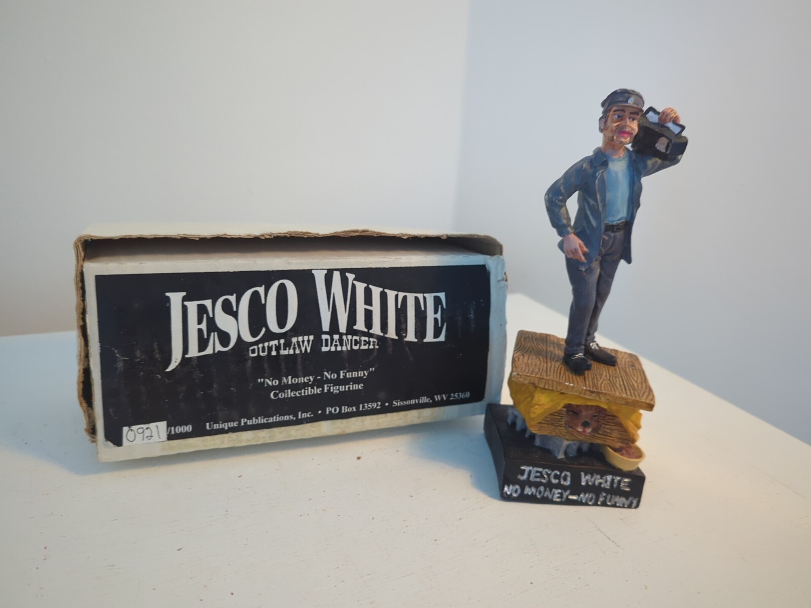 Rare JESCO WHITE Outlaw Dancer WV Historical NO MONEY NO FUNNY Figurine ...