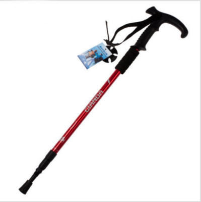 1 x RED ANTI-SHOCK T HANDLE WALKING HIKING ADJUSTABLE STICK TREK POLES ...