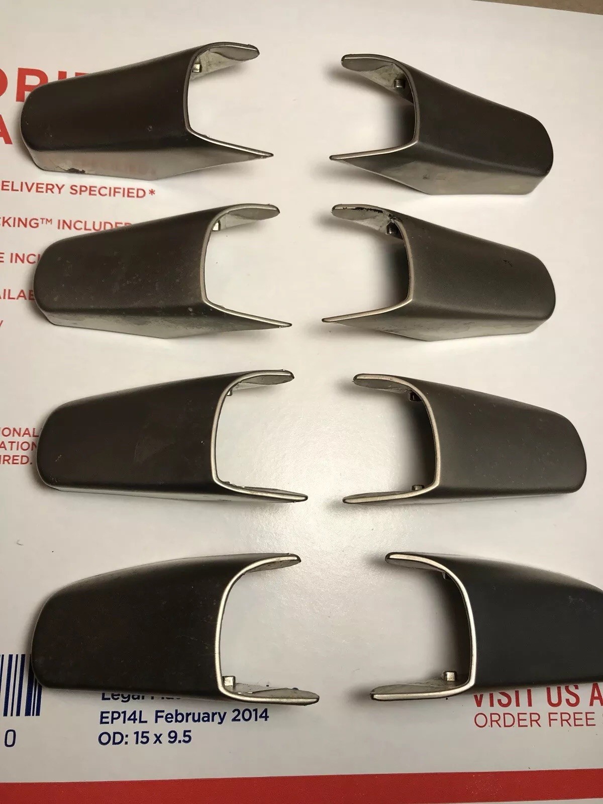 2003-11 LINCOLN TOWN CAR DOOR STRAP PULL HANDLE END GOLD TRIM CAP SET 8 ...