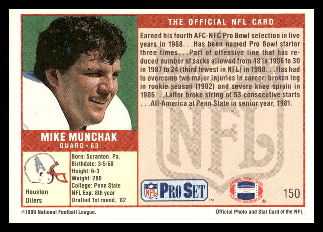 1989 Pro Set - #150 Mike Munchak for sale online | eBay