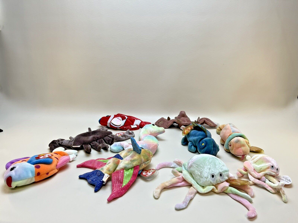 Lot of 10 Vintage Ty Beanie Babies Lips, Goochy, Neon, Rainbow, Iggy, Batty | eBay