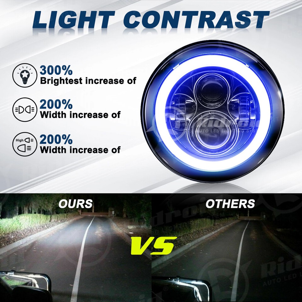 Halo 7" LED Headlights + Halo 4" Fog Turn Tail Lights Combo for Jeep ...