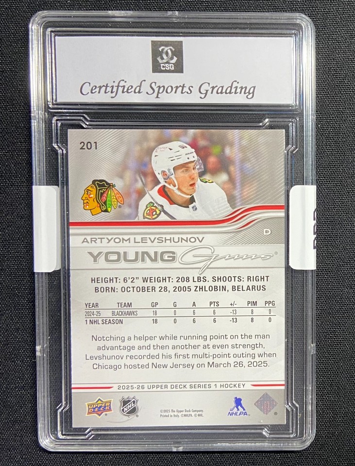 2025-26 UD Artyom Levshunov Young Gun CSG 10 | eBay UK