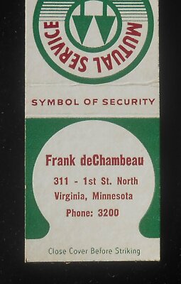 1950s Mutual Service Insurance Frank deChambeau Phone 3200 1st St ...