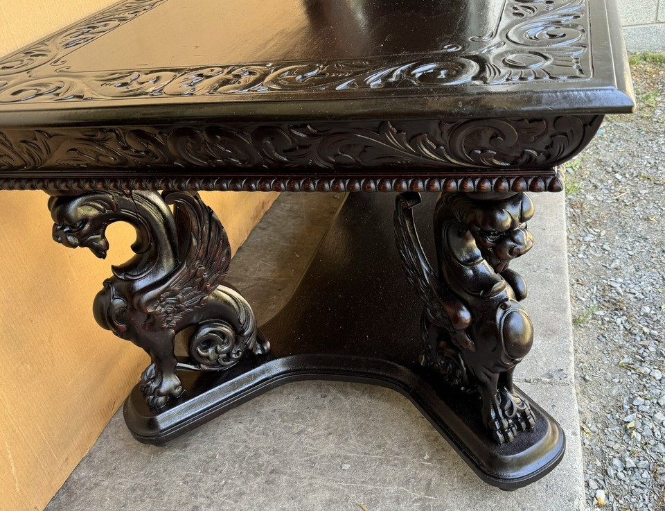 R. J. HORNER CARVED WINGED GRIFFIN LIBRARY TABLE | eBay
