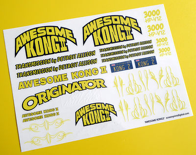 RC 10th scale 1:10 AWESOME KONG 2' pre cut stickers decals, Monster ...