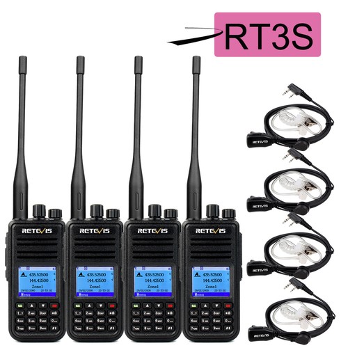 4*DMR Retevis RT3S Dual Band Ham Radio TDMA 2000mAh UHF/VHF ...