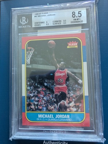 Michael Jordan Rookie Card 1986-87 Fleer #57 BGS 8.5 Awesome Centering ...