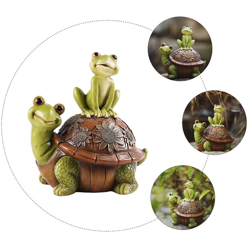 Creative Resin Frog Figurine Decor Frogs and Turtle Outdoor Garden ...