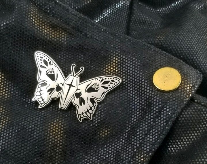 VAMPIRE PIN, Skull Moth Pin Coffin Pin Skull Pin Deathshead Pin Deaths ...