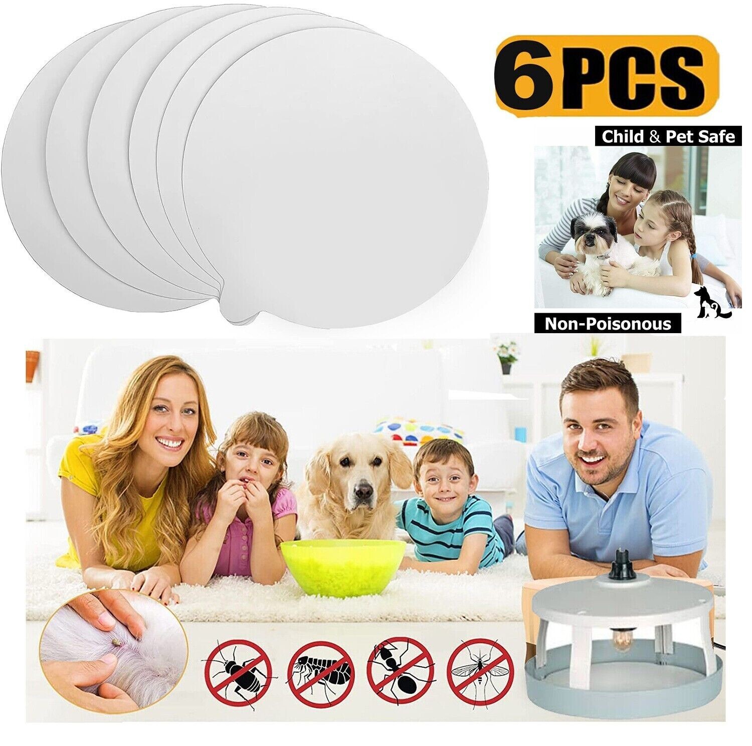6x Sticky Refill Pads for Flea Trap – Insect Pest Control Discs for ...